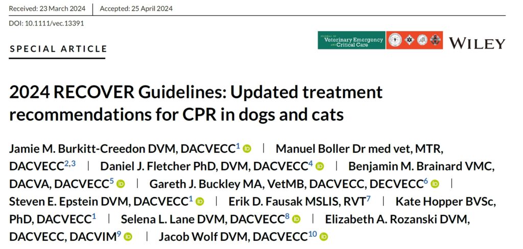 【实践】2024 RECOVER犬猫心肺复苏指南 - 萨萨的宠物文献笔记